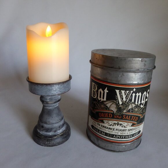 Holiday | New Halloween Bat Wing Apothecary Tin Prop Candle Set Magic ...